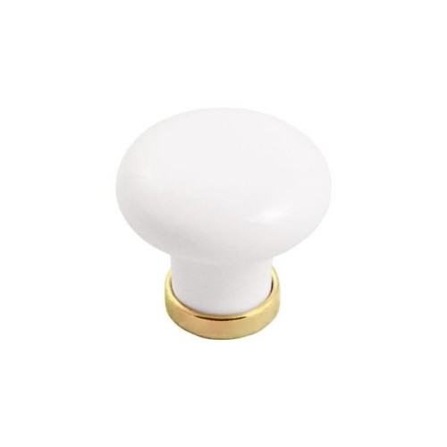 Gałka do mebli ceramiczna MARCO fi-30 mm biała 24136P0301A.15 pozłacana ...